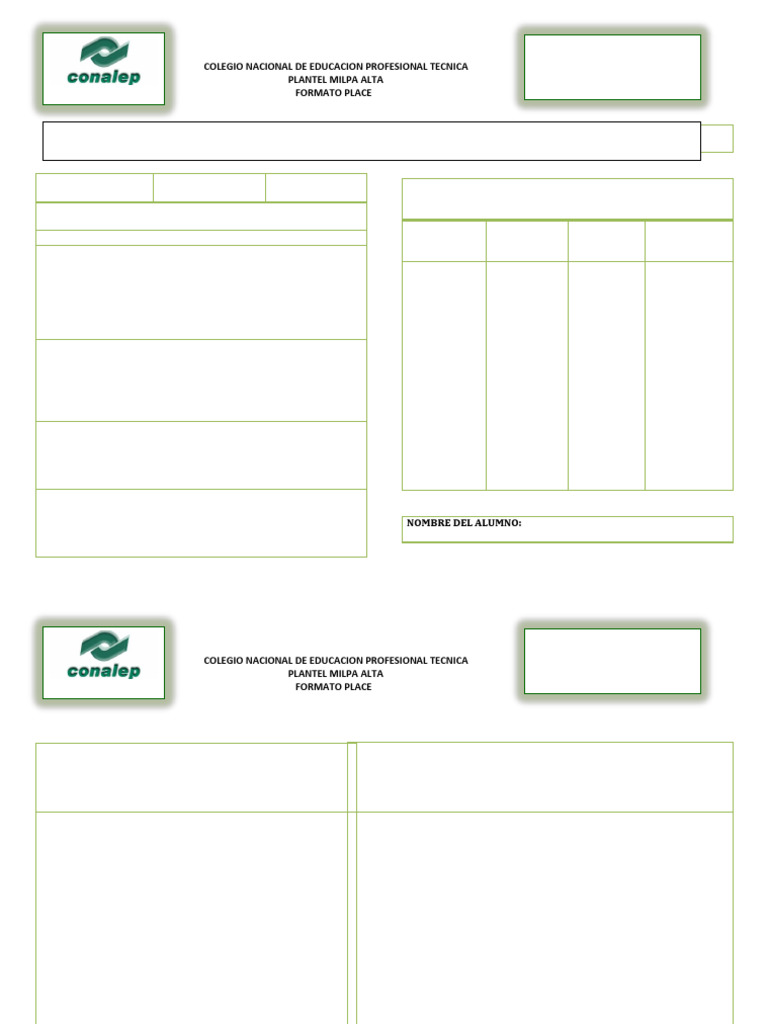 Formato Place Conalep | PDF