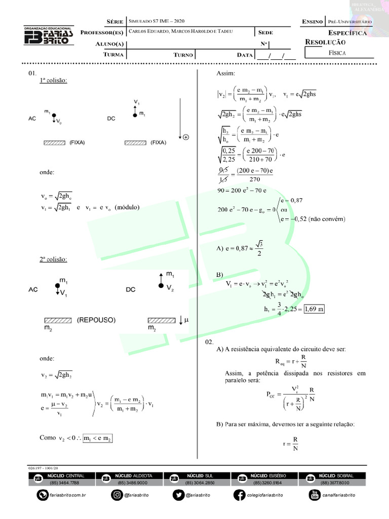 S7 IME 2 Fase Comentário FÍSICA | PDF