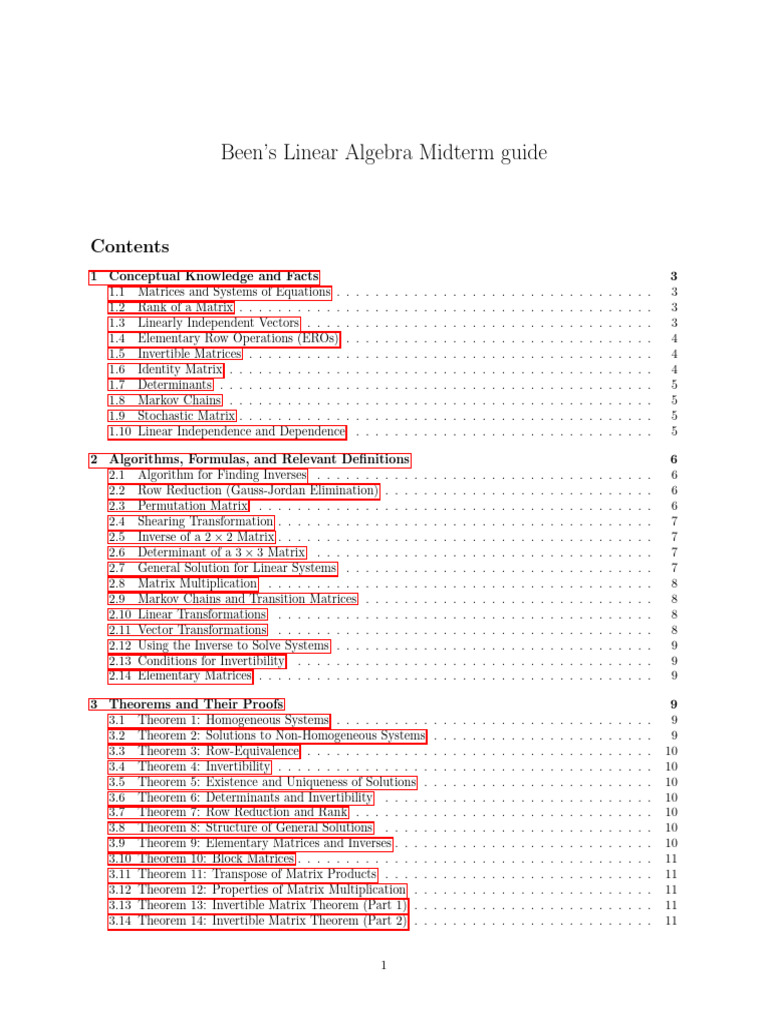 Math133 Midterm Guide | PDF | Matrix (Mathematics) | Determinant Math133 Midterm Guide | PDF | Matrix (Mathematics) | Determinant