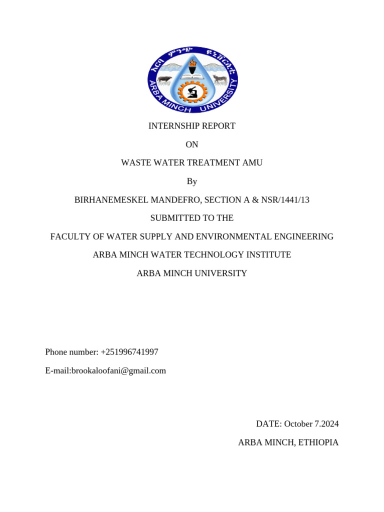 Internship Report Pdf Sewage Treatment Environmental Engineering