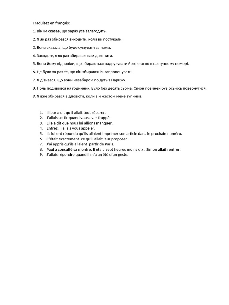 Futur Immédiat Dans Le Passé | PDF