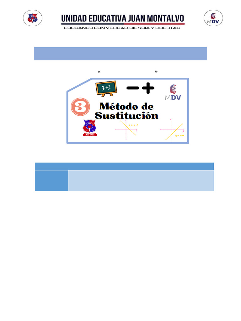 Guía de Aprendizaje Matemática 10mo EGB - U2 - S3 | PDF | Sistema de ecuaciones lineales ...
