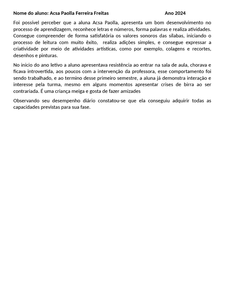 Relatório Acsa | PDF