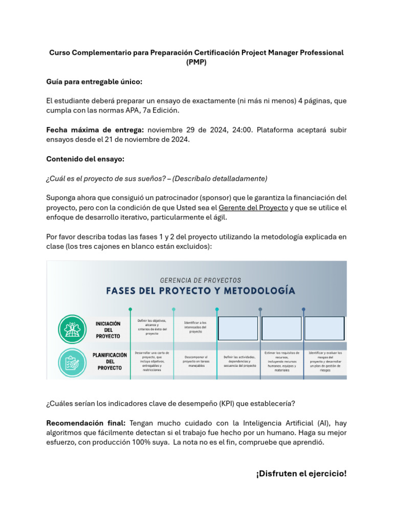 2024-11-11 Guía Entregable PMP | PDF