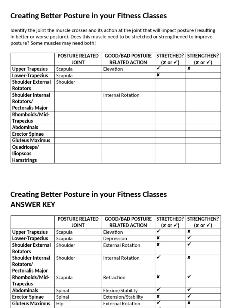 Fitness Class Posture Guide | PDF