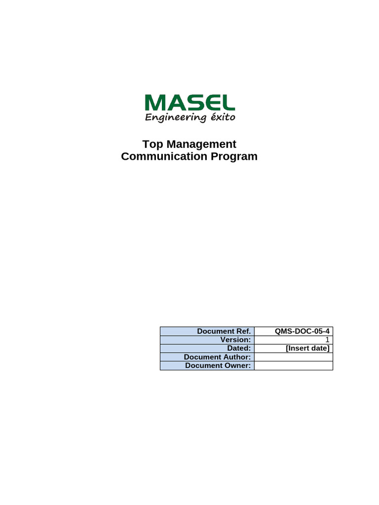 QMS-DOC-05-4 Top Management Communication Program | PDF | Quality Management System | Communication