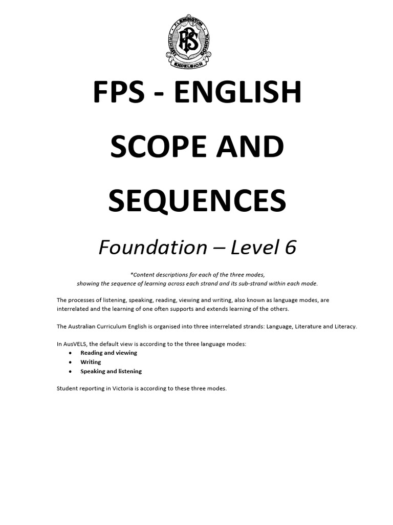 Fps English Scope and Sequence 1 | PDF | Reading Comprehension | Word
