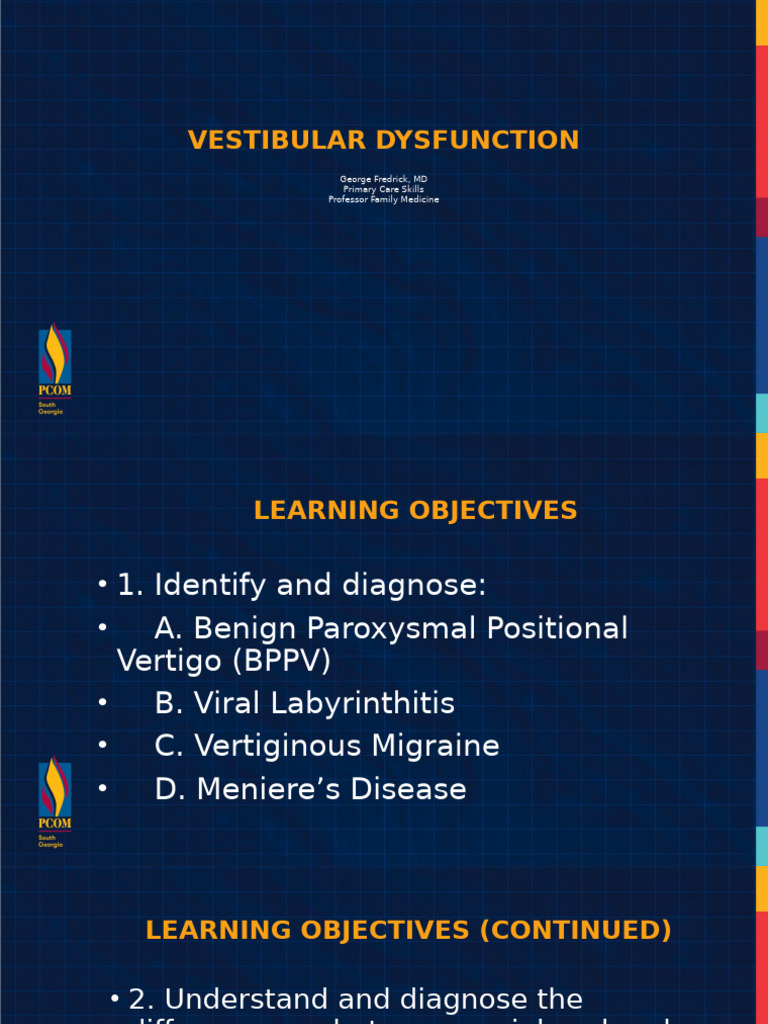 Vestibular Lecture Final - Tagged | PDF | Vertigo | Migraine