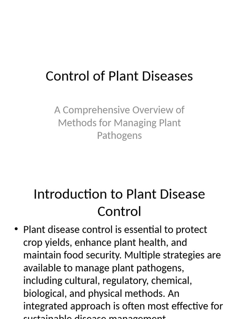 Integrated Plant Disease Control Methods | PDF | Sustainable ...