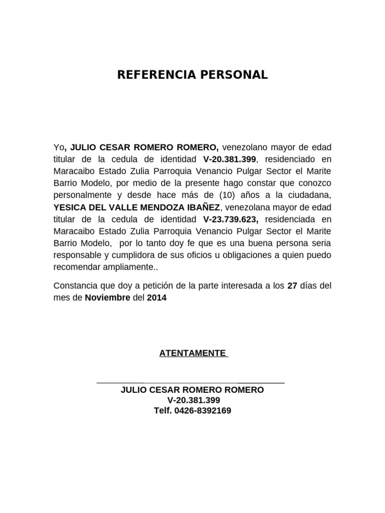 Referencia Personal | PDF