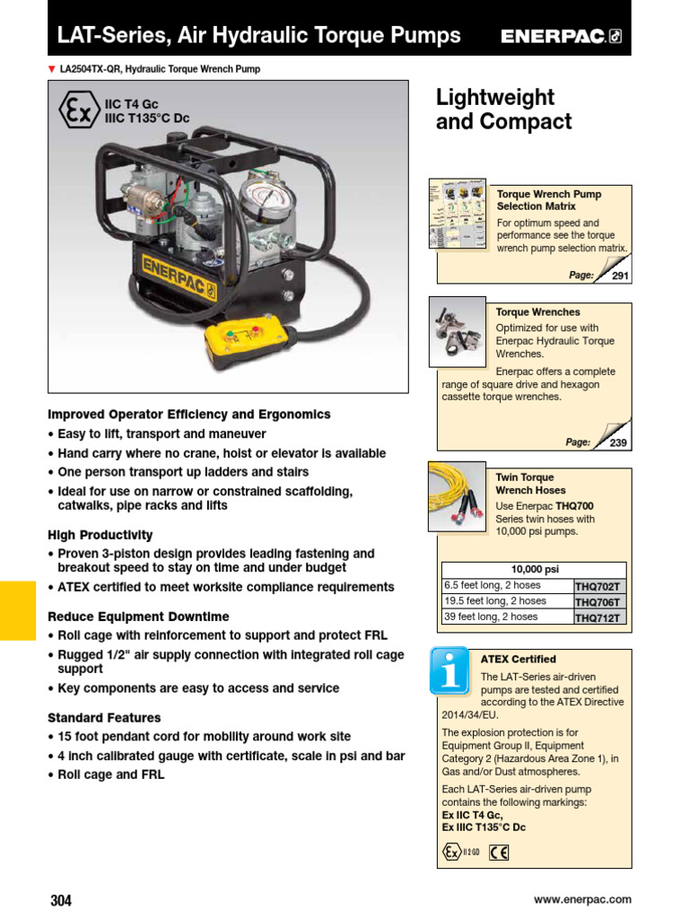 Enerpac LA2504TX-QR Brochure | PDF | Pump | Petroleum Reservoir