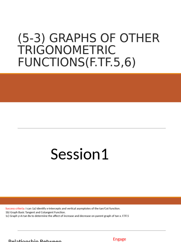 (5-3) Graphs of Other Trigonometric FUNCTIONS (F.TF.5,6) | PDF | Trigonometric Functions ...