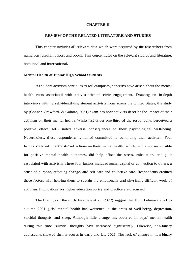 Chapter II Rrl | PDF | Mental Health | Activism