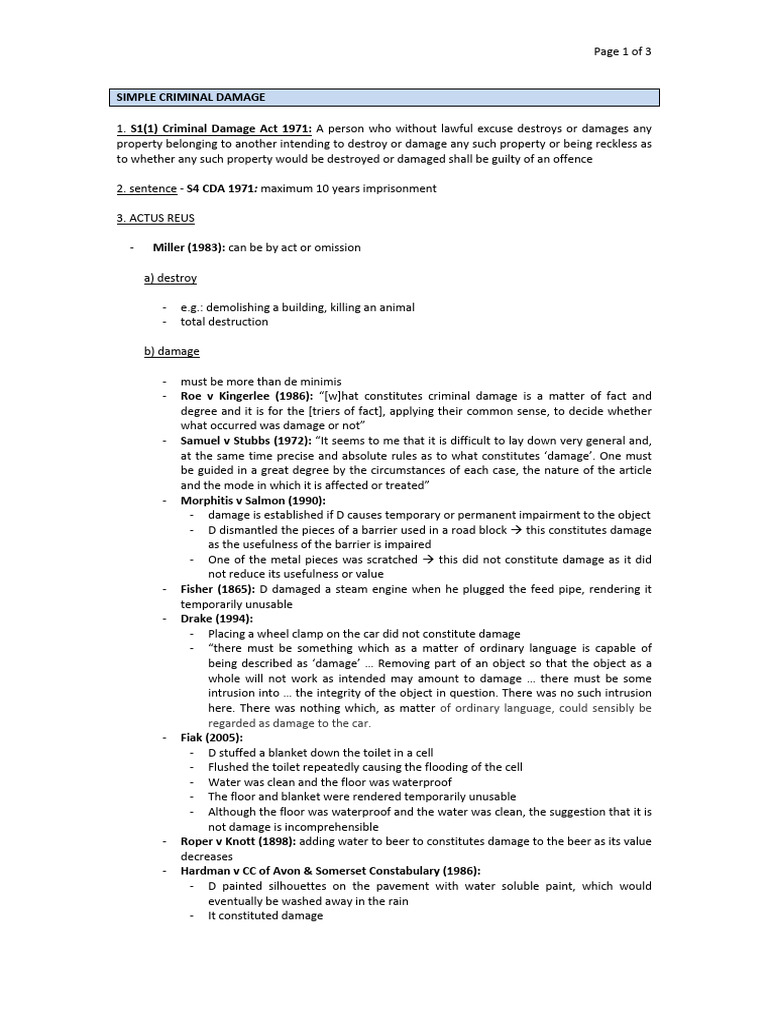 Criminal Damage | PDF | Criminal Law | Public Law