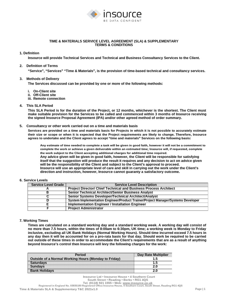 Time and Materials Contract 16 | PDF | Service Level Agreement | Business