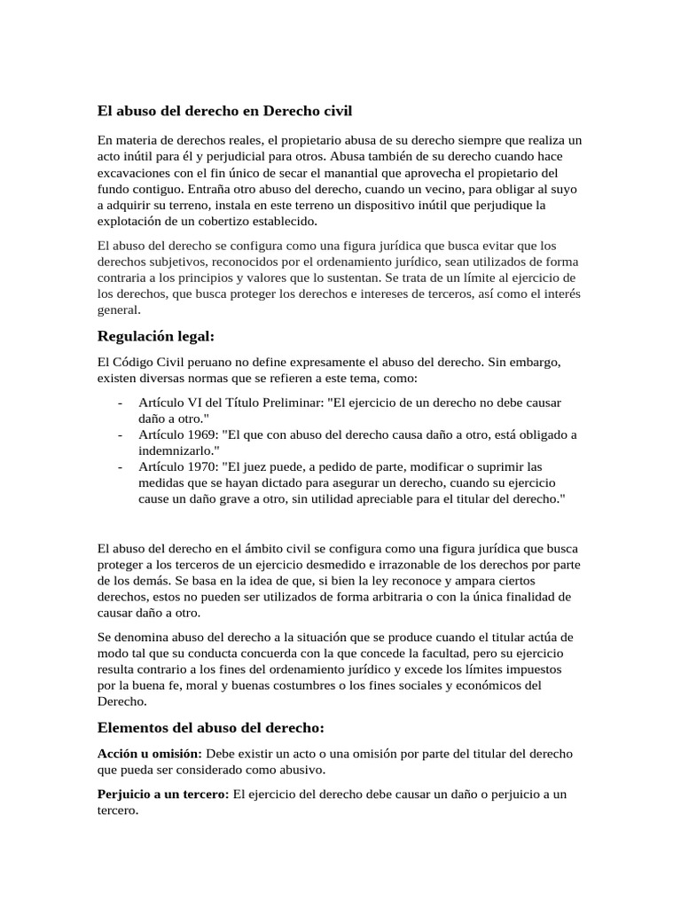 El abuso del derecho en Derecho civil | PDF | Propiedad | Justicia