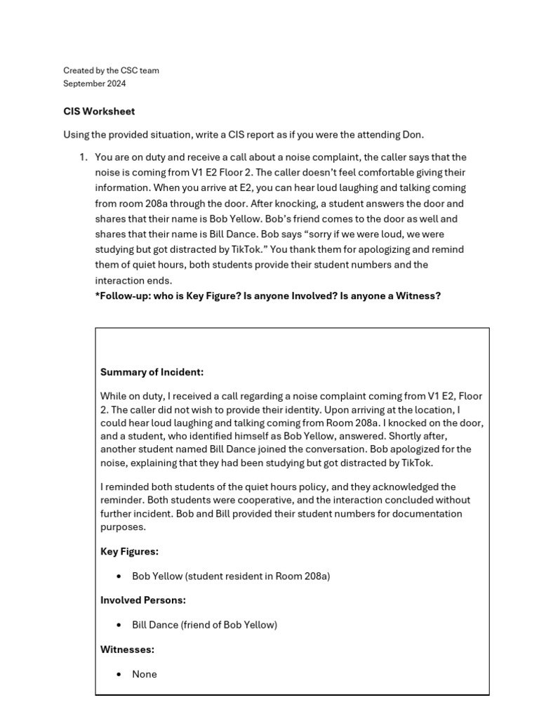 CIS Worksheet and Activity (Dons) 1 | PDF