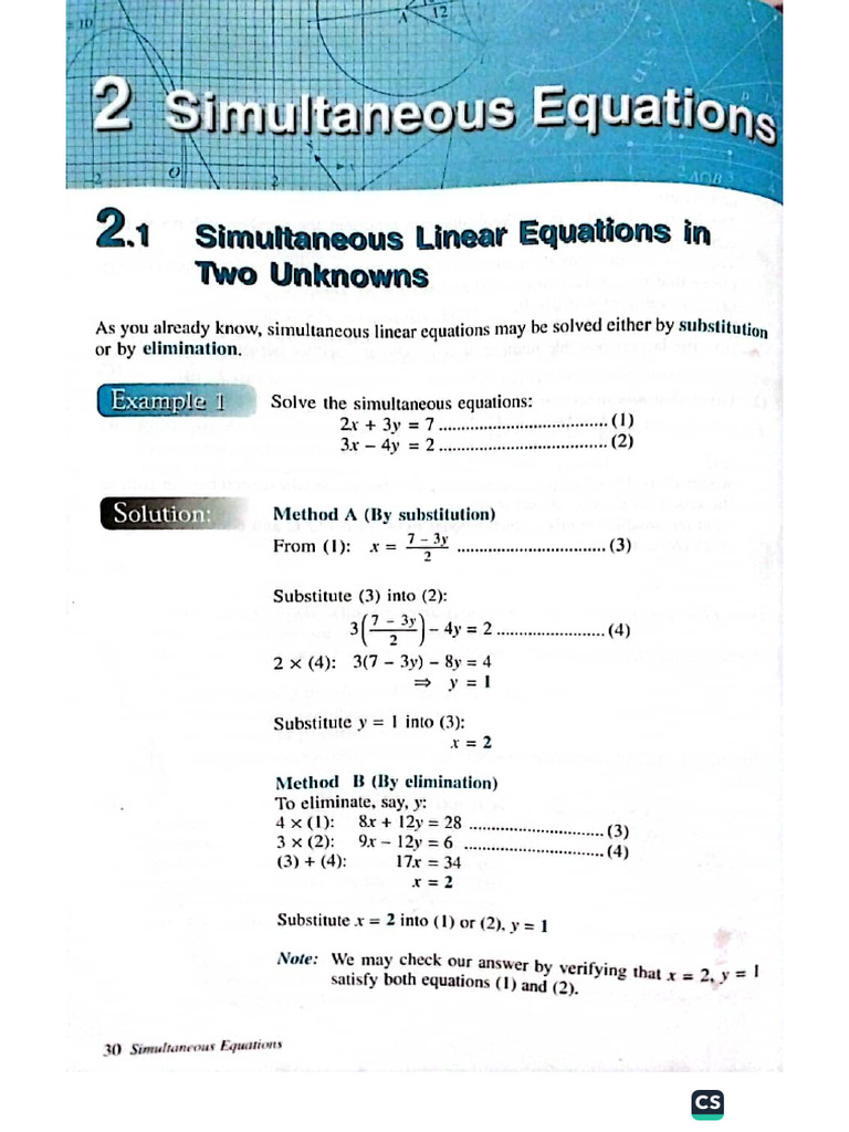 Simultaneous Equations | PDF