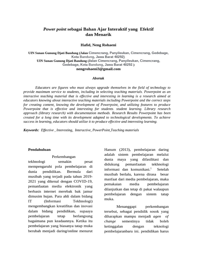 Artikel Power Point Sebagai Media Pembelajaran Yang Praktis Dan Menarik | PDF