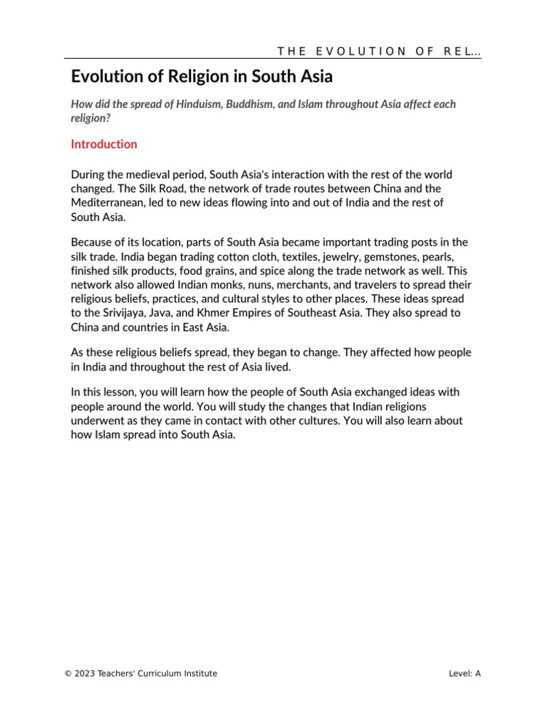 Evolution of Religion in South Asia Reading | PDF | Bhakti | Bhakti ...