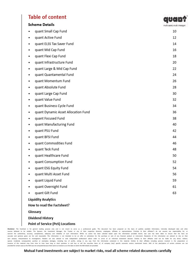 quant_Factsheet2 | PDF | Investing | Financial Services