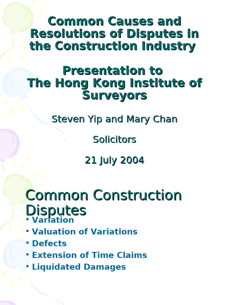 Disputes Causes and Effect by Steven Yip and Mary Chan | PDF | Breach ...
