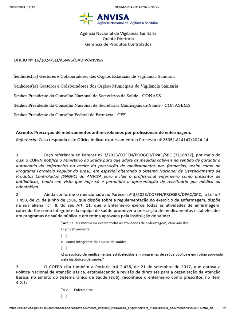 Oficio-ANVISA ANTIBIOTICO | PDF | Drogas | Receita médica