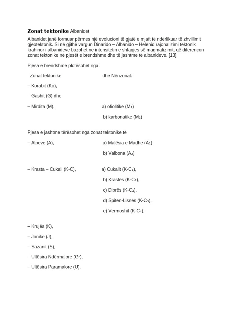 Zonat Tektonike Albanidet | PDF