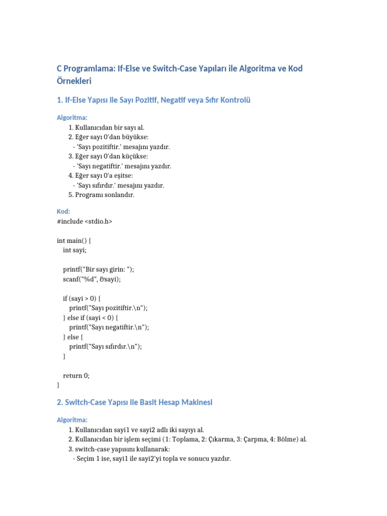 Algoritma Ve Kod Ornekleri | PDF