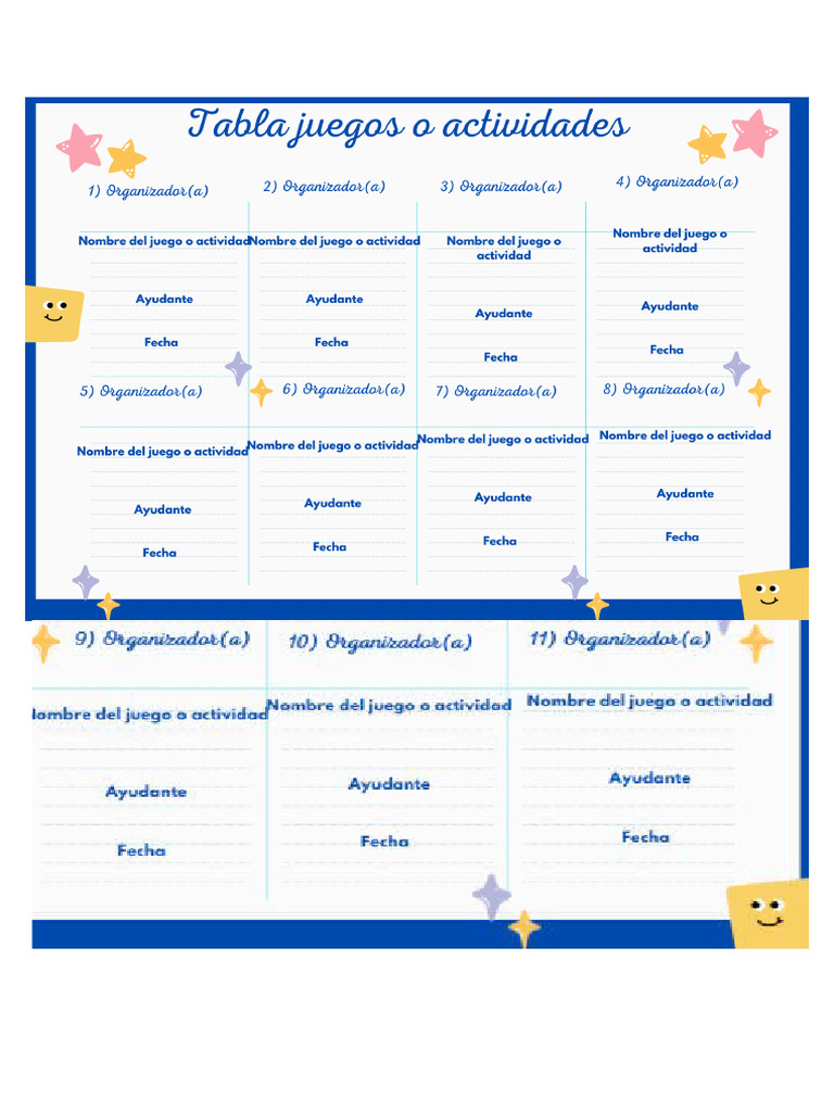 Tabla Juegos y Actividades | PDF