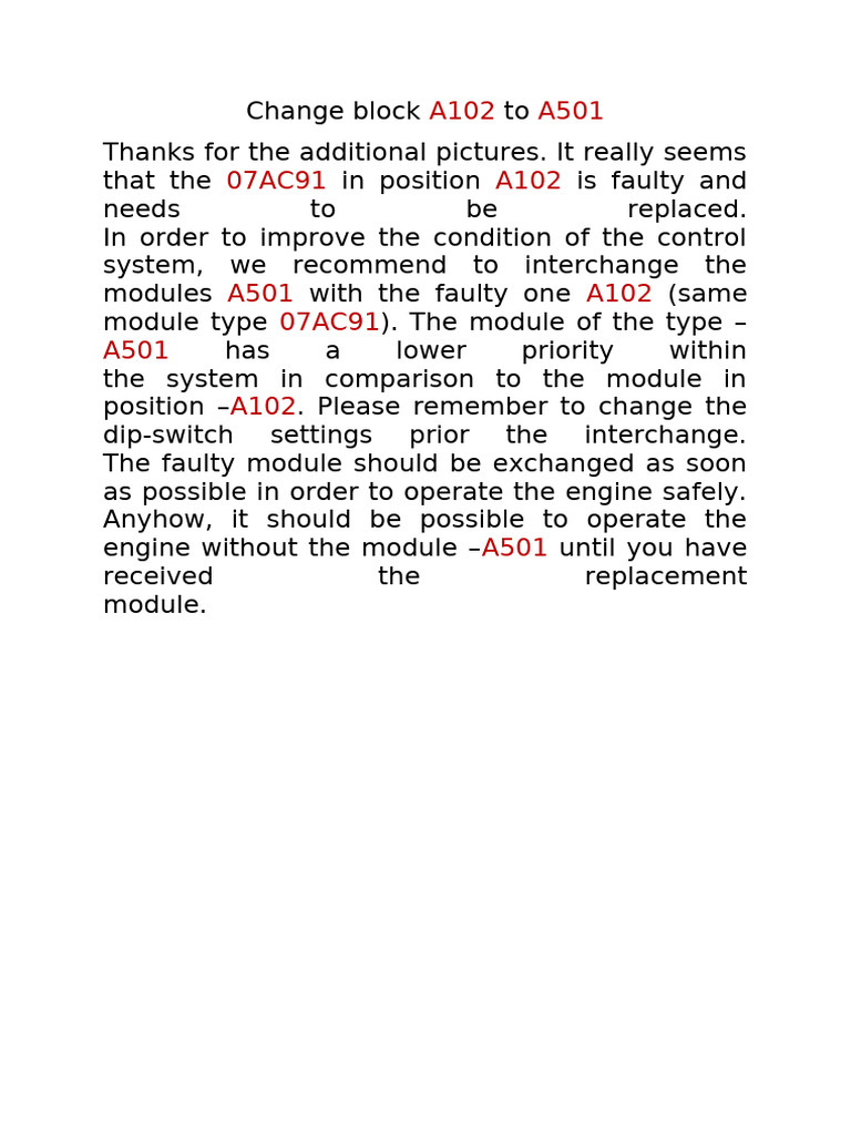 Change Block A102 To A501 | PDF