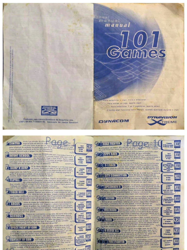 Manual 101 Jogos Dynavision Xtreme | PDF