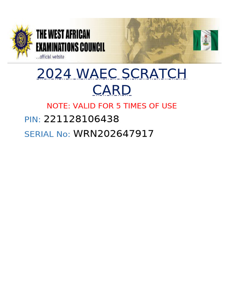 2024 WAEC Scratch Card Info | PDF