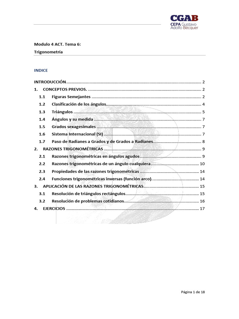 Act4 - t06 - Trigonometria | PDF | Trigonometría | Triángulo
