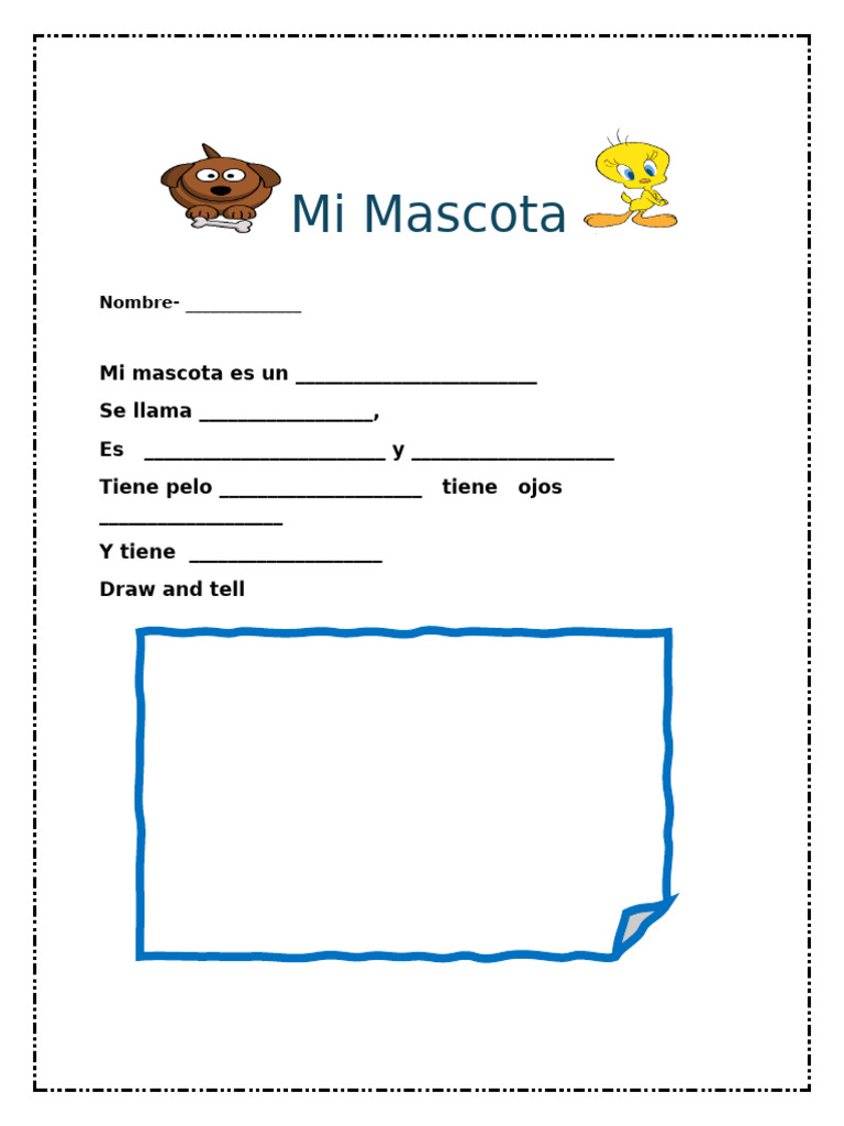 Mi Mascota Worksheet | PDF
