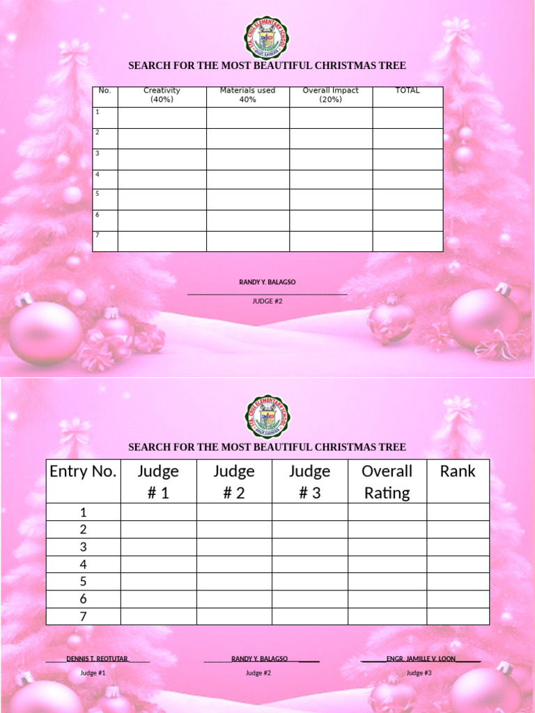 Rating Sheet Christmas | PDF