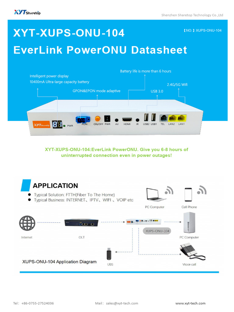 Everlink PowerONU_XUPS-ONU-104 datasheet_V2024 | PDF | Computer ...