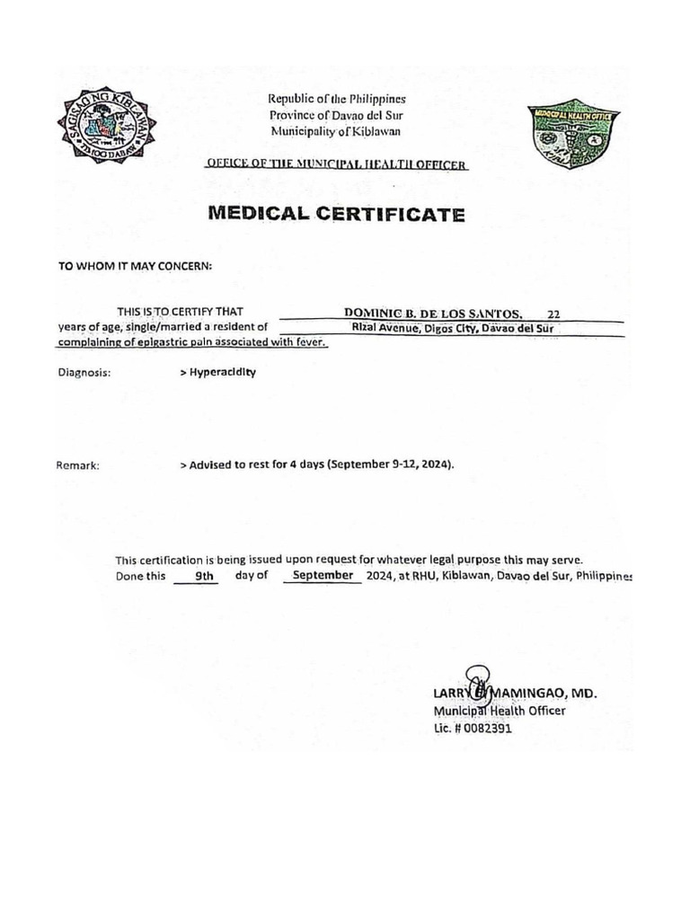 Dom MedCert | PDF