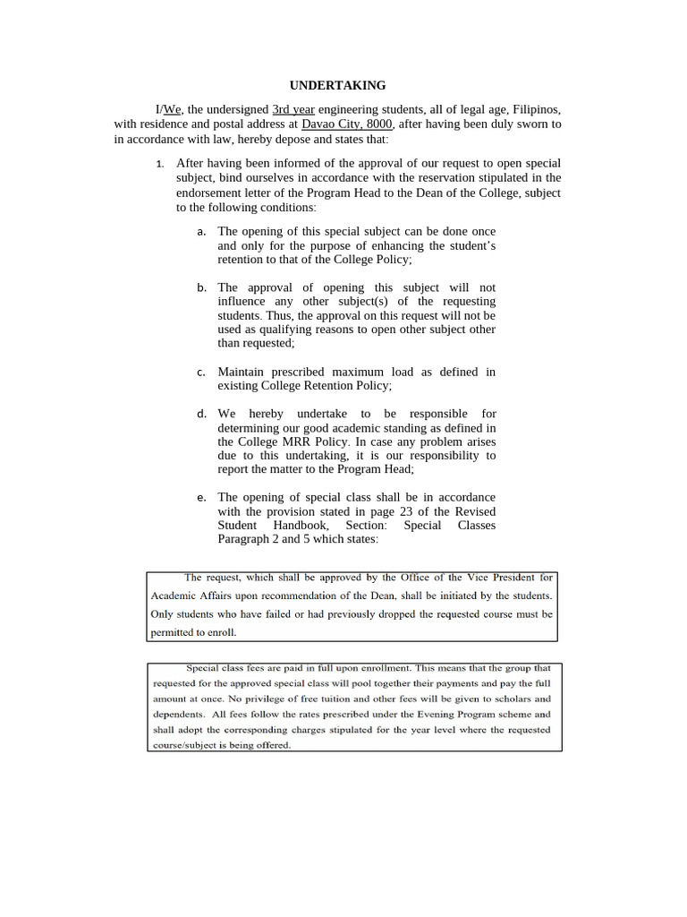 UNDERTAKING_Request-for-Special_Petition-Course | PDF | Justice | Crime ...