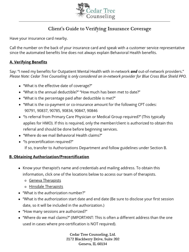 Insurance Verification Guide | PDF