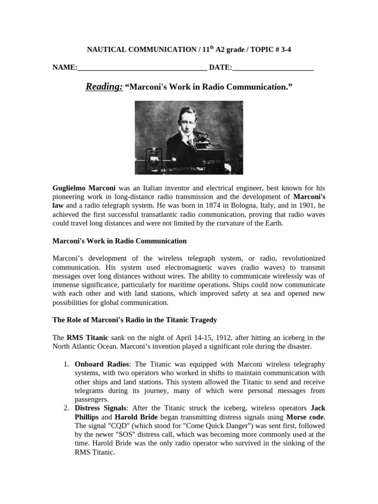 Nautical Communication TASK # 3-4 11A2 | PDF | Telegraphy | Radio