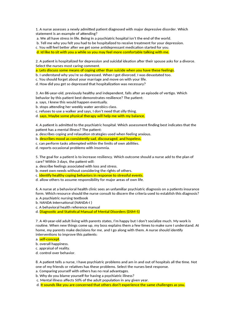 Psyche Test 1 | PDF | Psychotherapy | Mental Disorder