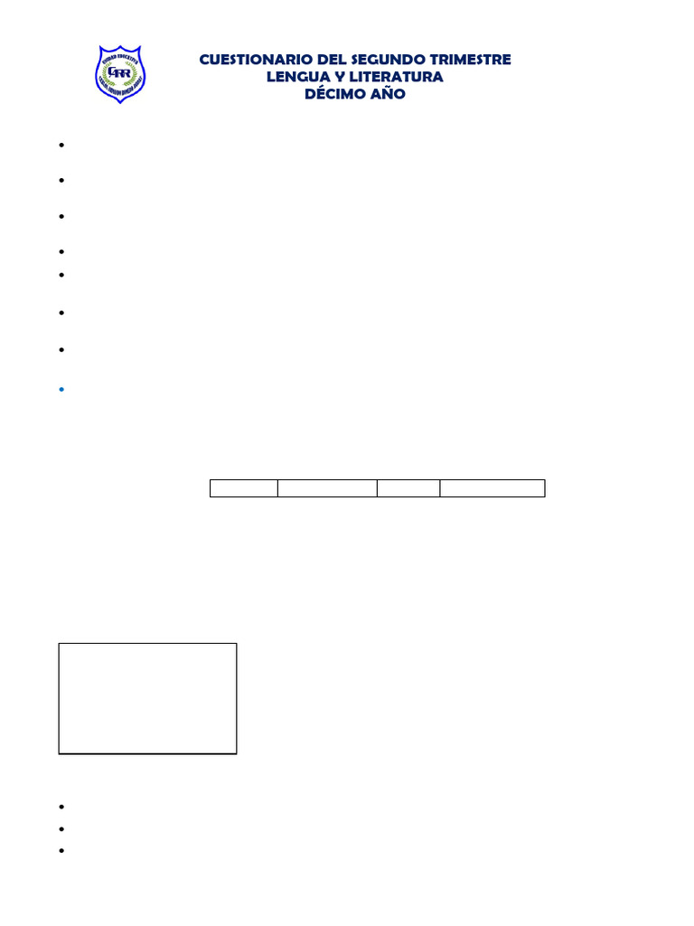Cuestionario Del Segundo Trimestre LyL 10mo | PDF | Tragedia