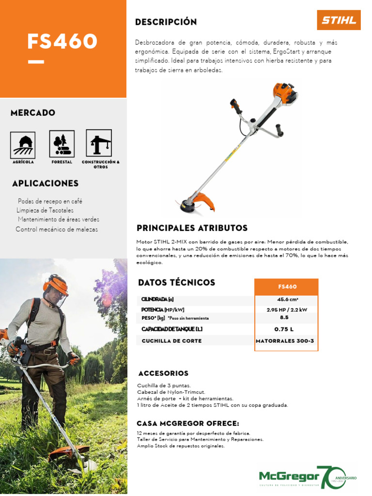 Desbrozadora STIHL FS460: Potencia y Eficiencia | PDF