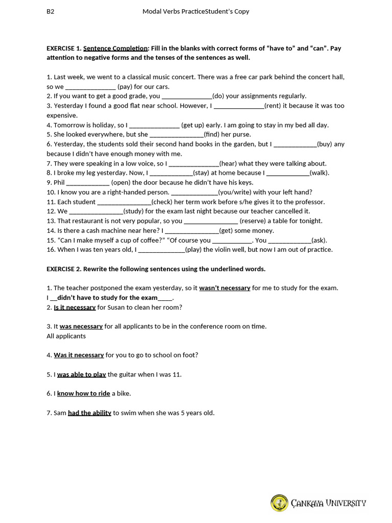 Modal Verbs Practice - B2mod001s | PDF | Verb
