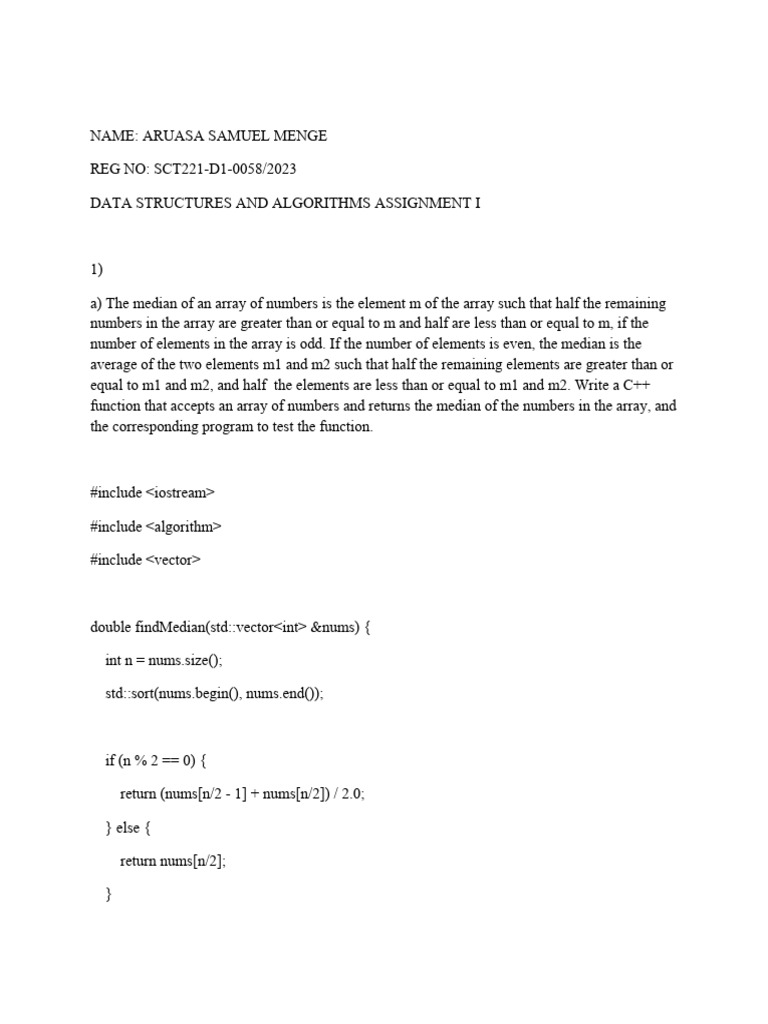 Ics 2105 Data Structures and Algorithms Assignment 1 | PDF | C++ ...