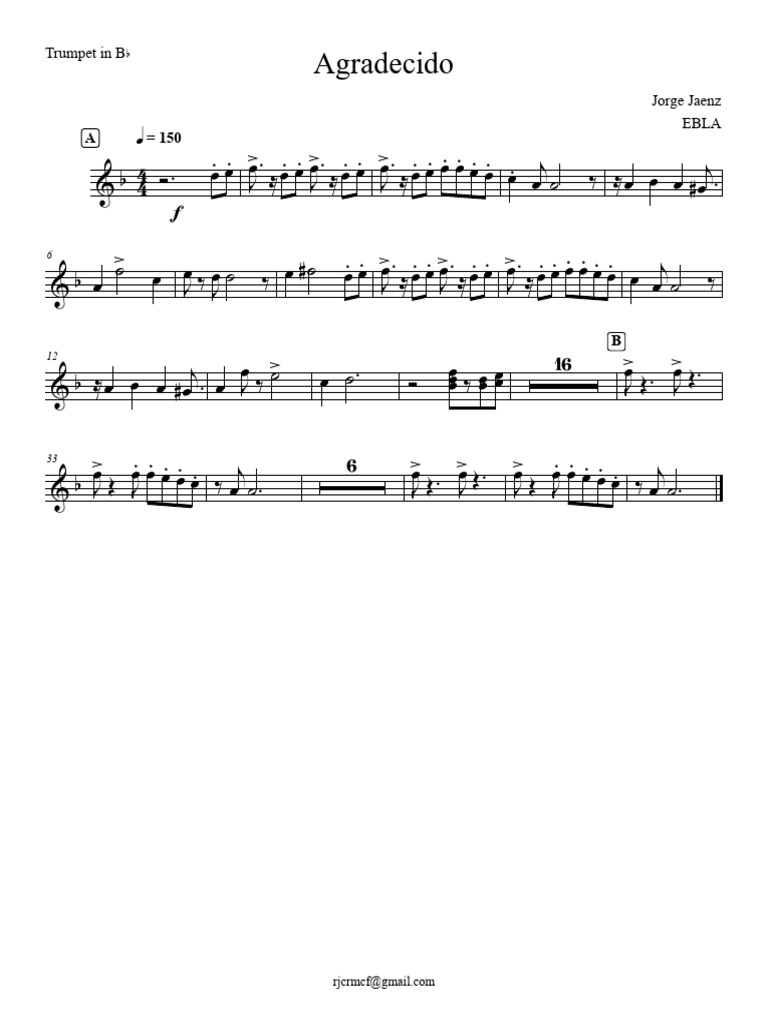 Agradecido - Trumpet BB | PDF