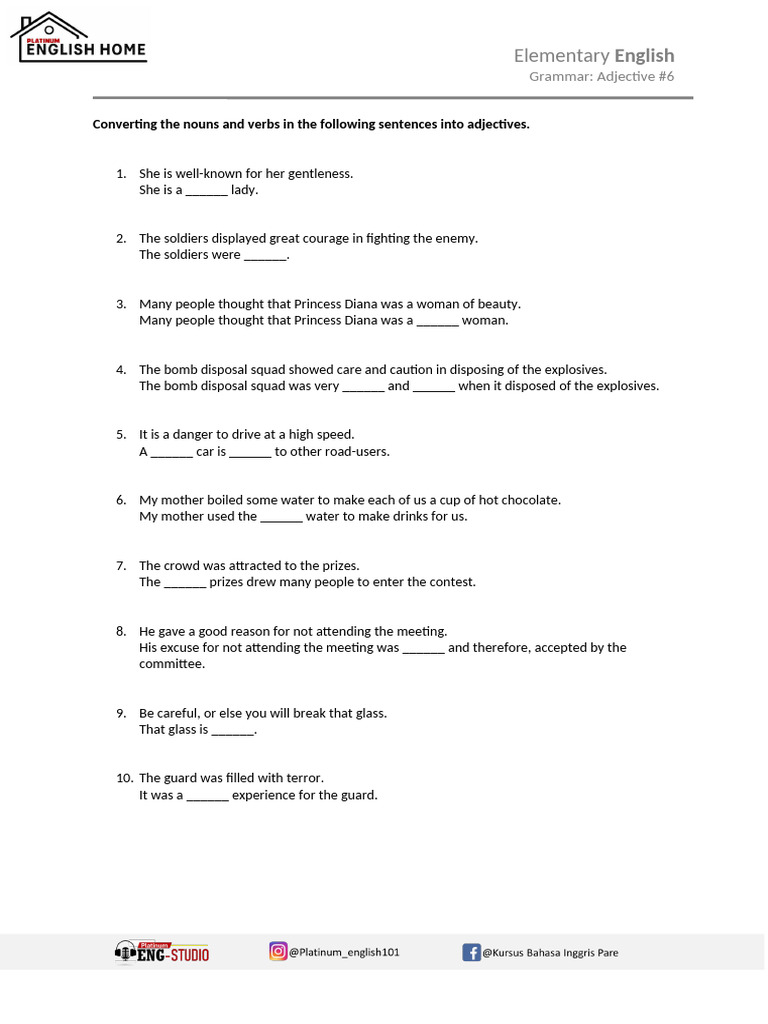 Adjective 6 - Change Into Adjective | PDF