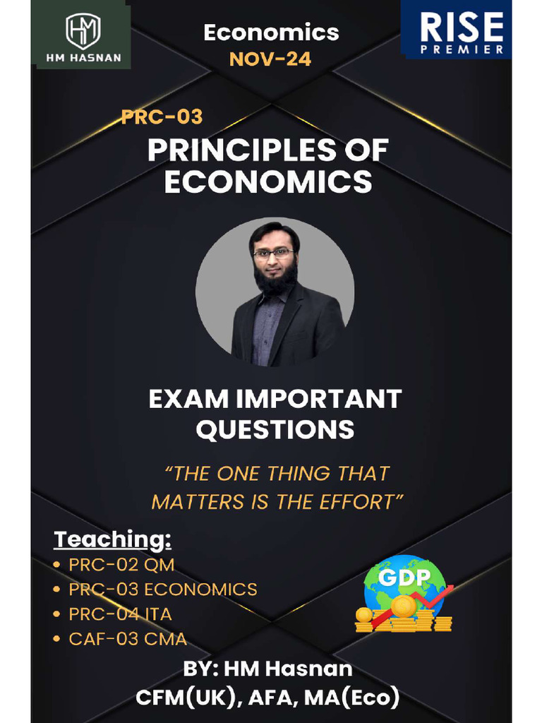 Economics Exam IMP Question NOV-24 by HM Hasnan | PDF
