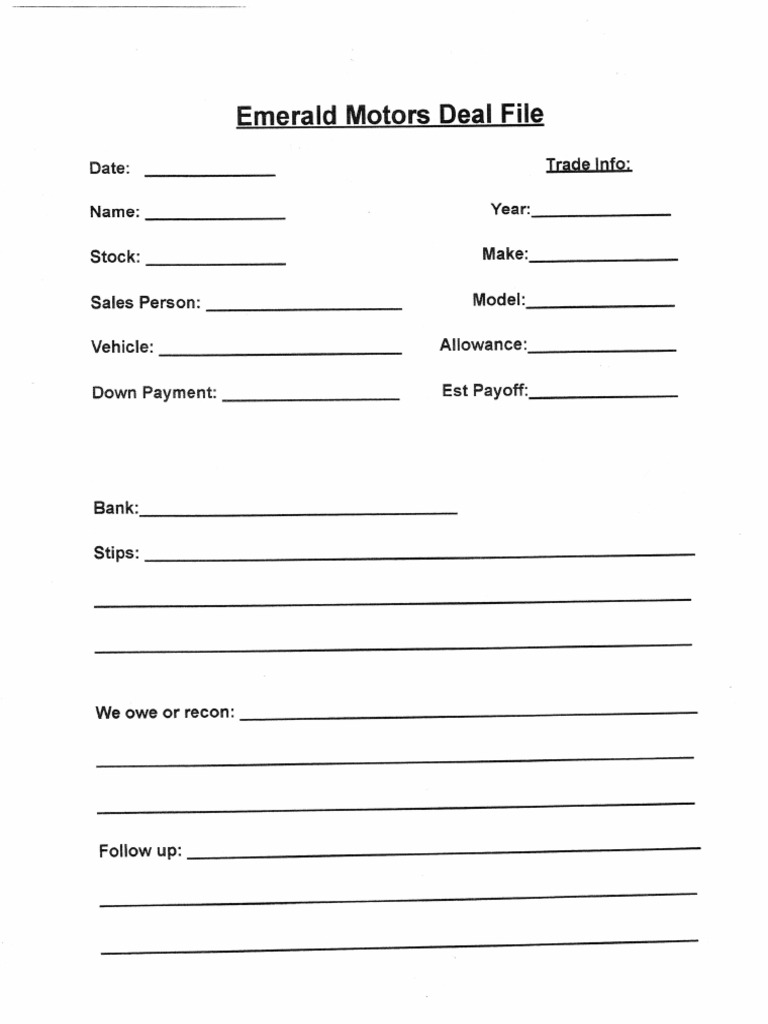 Deal File Cover Sheet | PDF